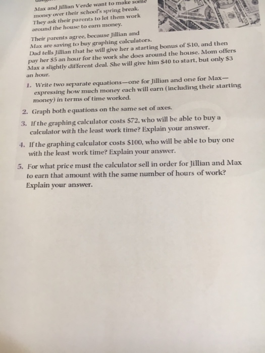 Solved Max and Jillian Verde want to make some money over | Chegg.com