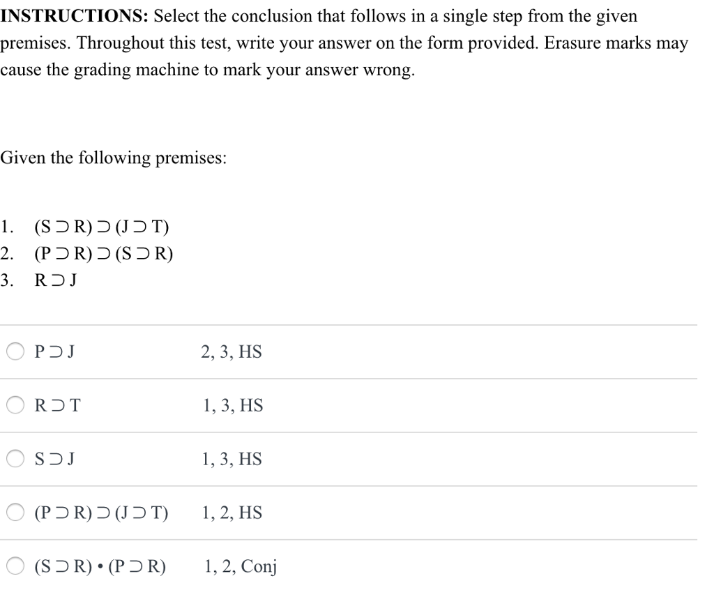 Solved INSTRUCTIONS: Select the conclusion that follows in a | Chegg.com
