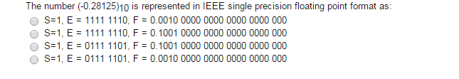 Solved The number (-0.28125)_10 is represented in IEEE | Chegg.com