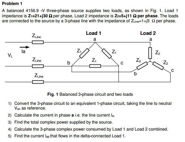 Solved A balanced 4156.9 -V three-phase source supplies two | Chegg.com