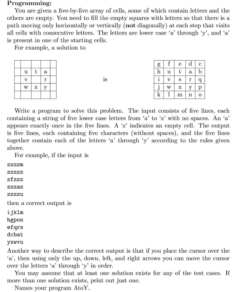 Solved Programming You Are Given A Five By Five Array Of