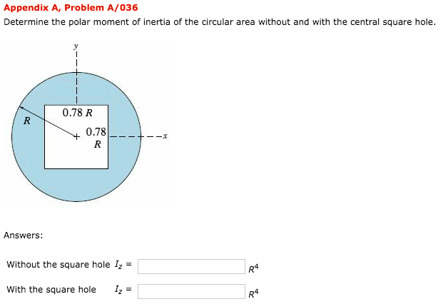 Solved Appendix A, Problem A/036 Determine the polar moment | Chegg.com