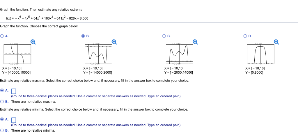 Solved Graph the function. Then estimate any relative | Chegg.com