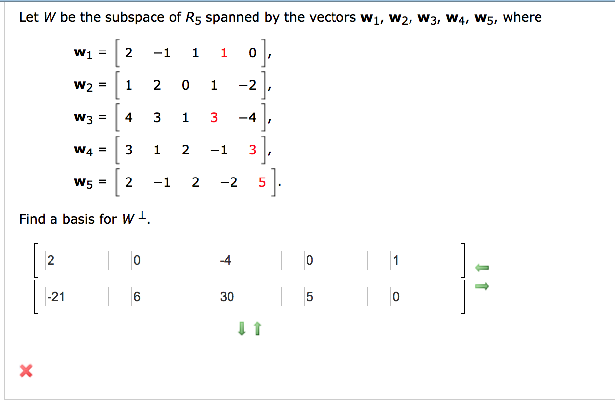 Solved Find a basis for W ?. Let W be the subspace of R5 | Chegg.com