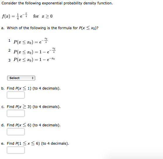 Solved Consider the following exponential probability | Chegg.com