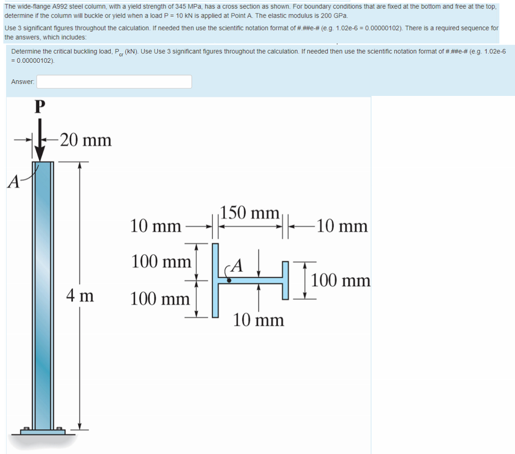 Solved The wide-flange A992 steel column, with a yield | Chegg.com