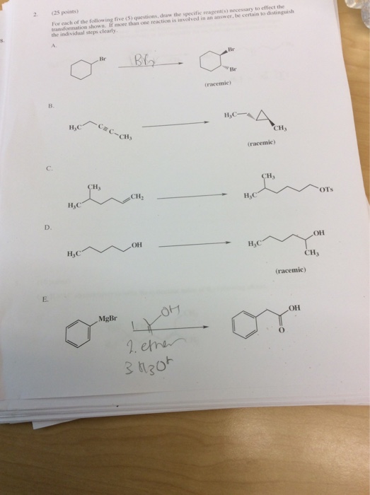 Solved Draw the specific reagents(s) necessary to effect the | Chegg.com