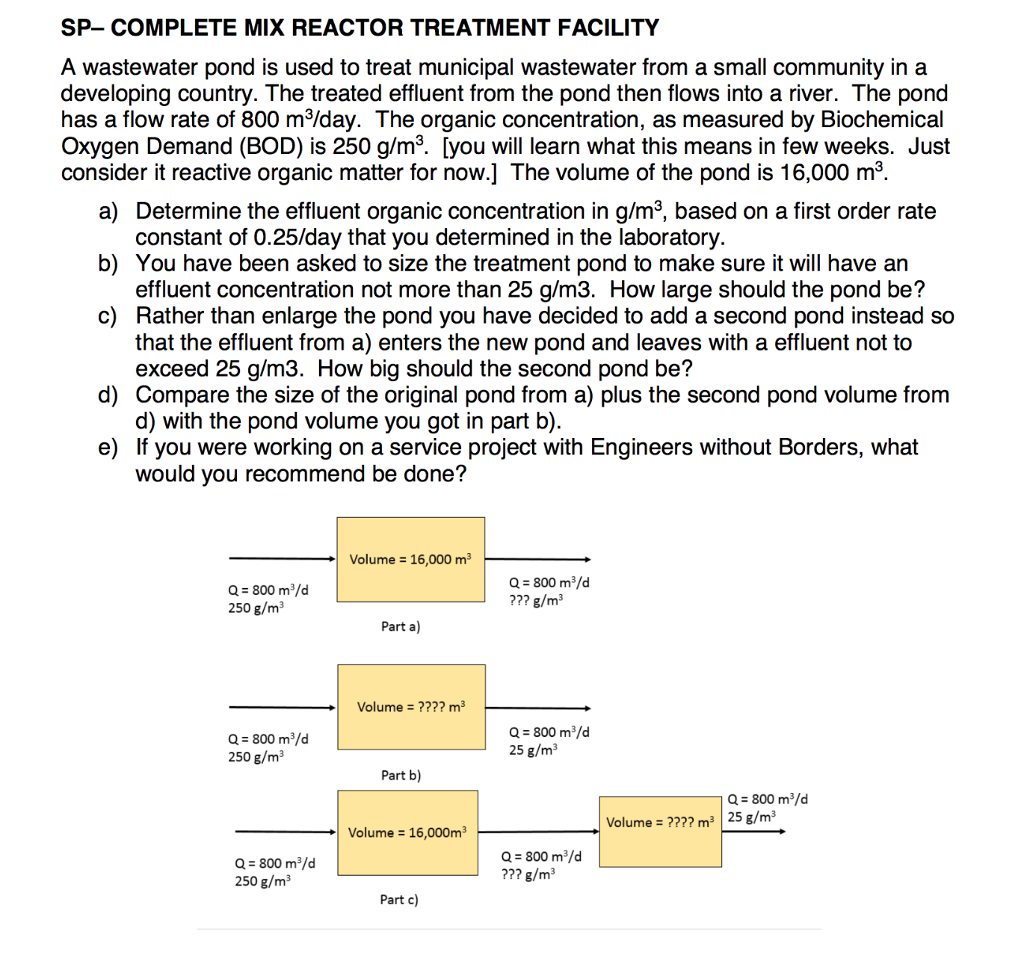 SP- COMPLETE MIX REACTOR TREATMENT FACILITY A | Chegg.com