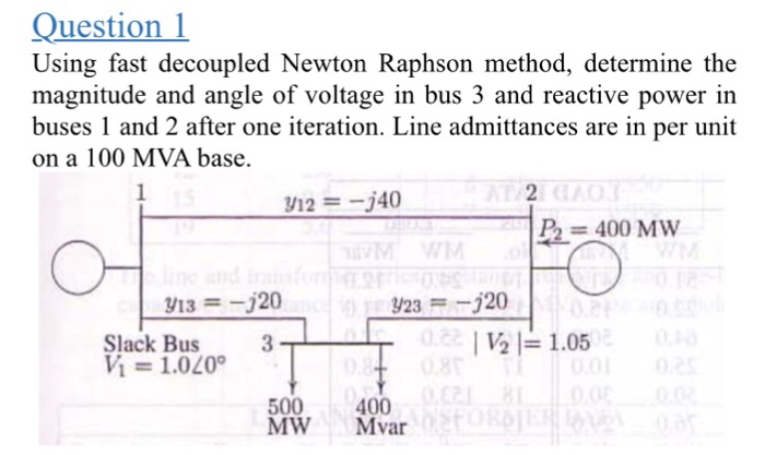 Solved Using fast decoupled Newton Raphson method, determine | Chegg.com Solved Using fast decoupled Newton Raphson method, determine | Chegg.com