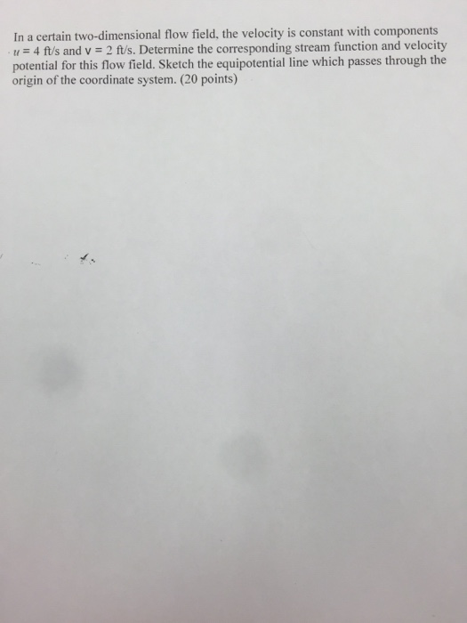 Solved In a certain two-dimensional flow field, the velocity | Chegg.com