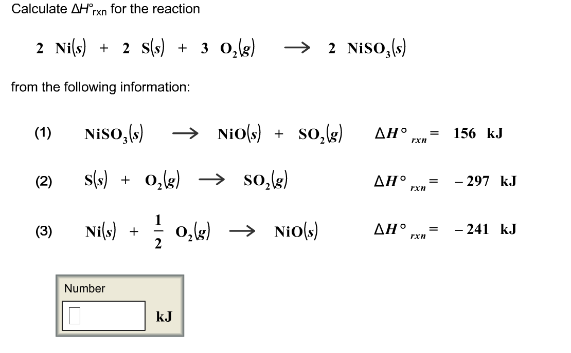 Solved Calculate Delta ^degree _rxn for the reaction 2 Ni(s) | Chegg.com