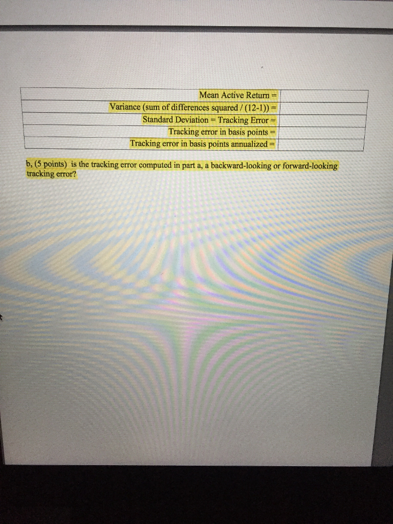 Solved Mean Active Return Variance (sum of differences | Chegg.com