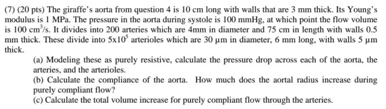 Solved The giraffe's aorta from question 4 is 10 cm long | Chegg.com