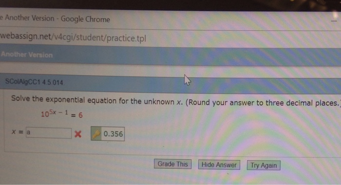 Solved Solve the exponential equation for the unknown x. | Chegg.com