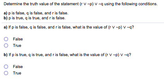 Solved Determine The Truth Value Of The Statement R