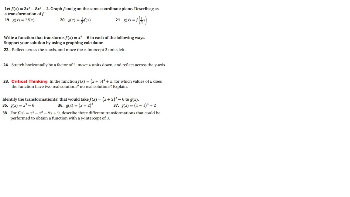 Let f(x) = 2x4 - 8x2 - 2. Graph f and g on the same | Chegg.com