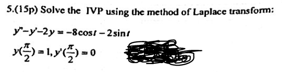 Solved 5.(15p) Solve the IVP using the method of Laplace | Chegg.com