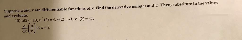 Solved Suppose u and v are differentiate functions of x. | Chegg.com