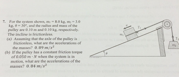 Solved 7. For the system shown. M1 = 8.0 kg, m2 = 3.0 kg, | Chegg.com