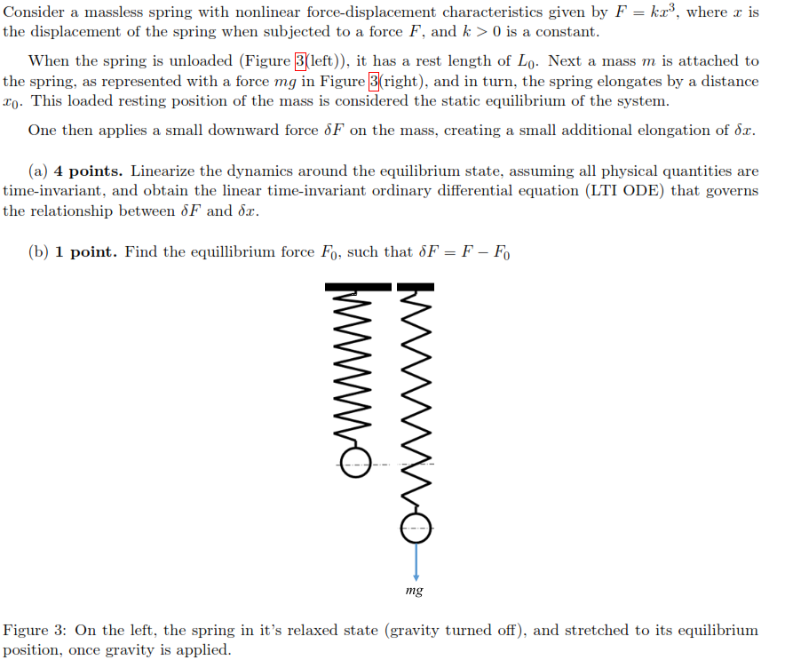 Solved Consider a massless spring with nonlinear | Chegg.com