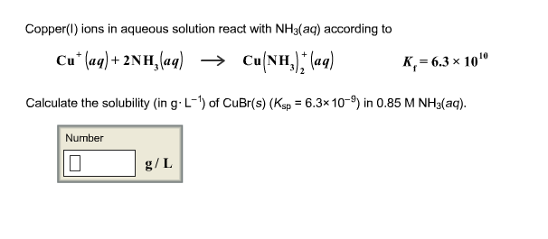 Solved Copper(l) ions in aqueous solution react with NH3(aq) | Chegg.com