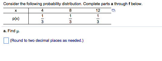 Solved Consider the following probability distribution. | Chegg.com
