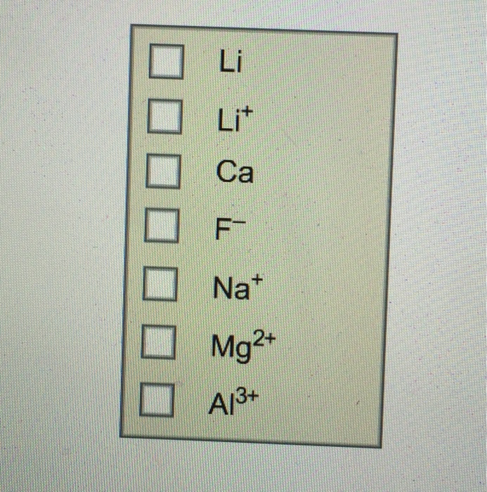 Solved Which Of The Listed Species Have The Following