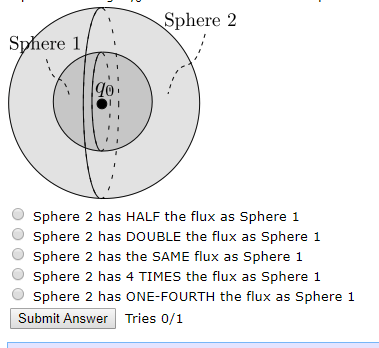 Solved Sphere 2 Sphere I do O Sphere 2 has HALF the flux as | Chegg.com