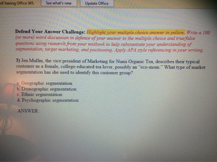 Solved Highlight your multiple choice answer in yellow. | Chegg.com