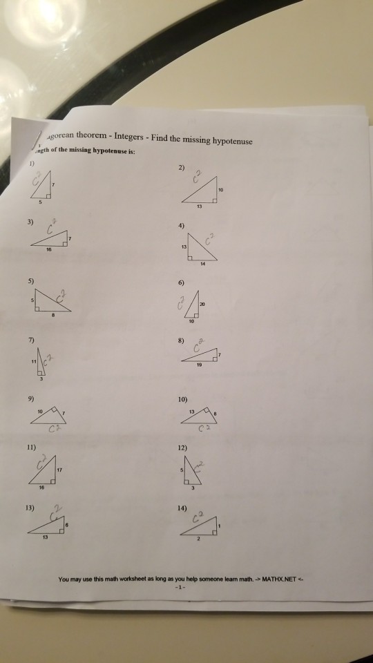 Solved Kuta Software Infinite Pre Algebra The Pythagorean Chegg