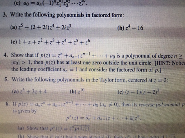 Solved Write the following polynomials in factored form: | Chegg.com