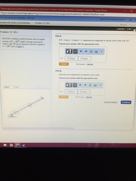 Solved Rod OA is rotating counter clockwise with an angular | Chegg.com