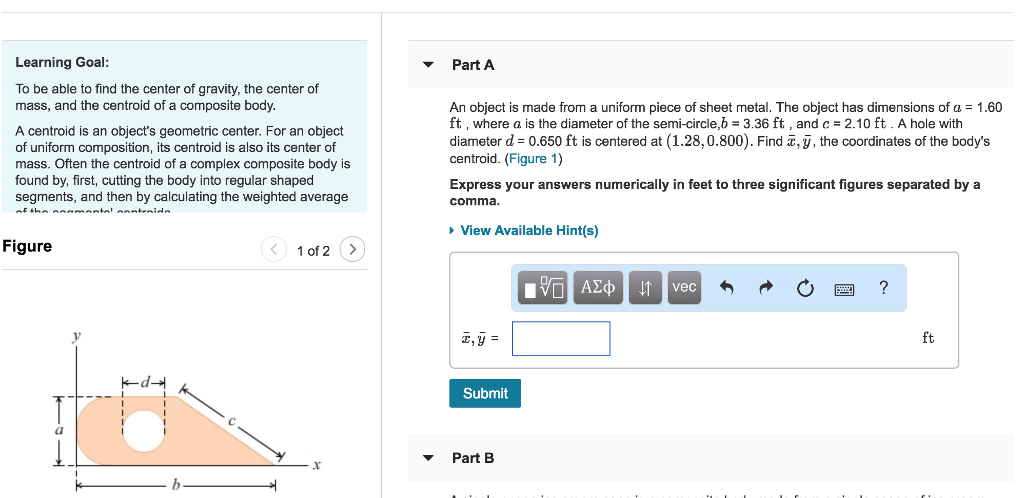 Solved Learning Goal Part A To be able to find the center of | Chegg.com