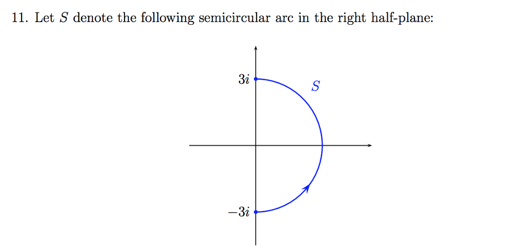 Solved 11. Let S denote the following semicircular arc in | Chegg.com