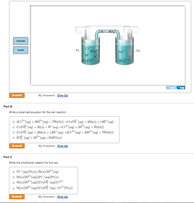 Solved Write a balanced equation for the cell reaction. | Chegg.com