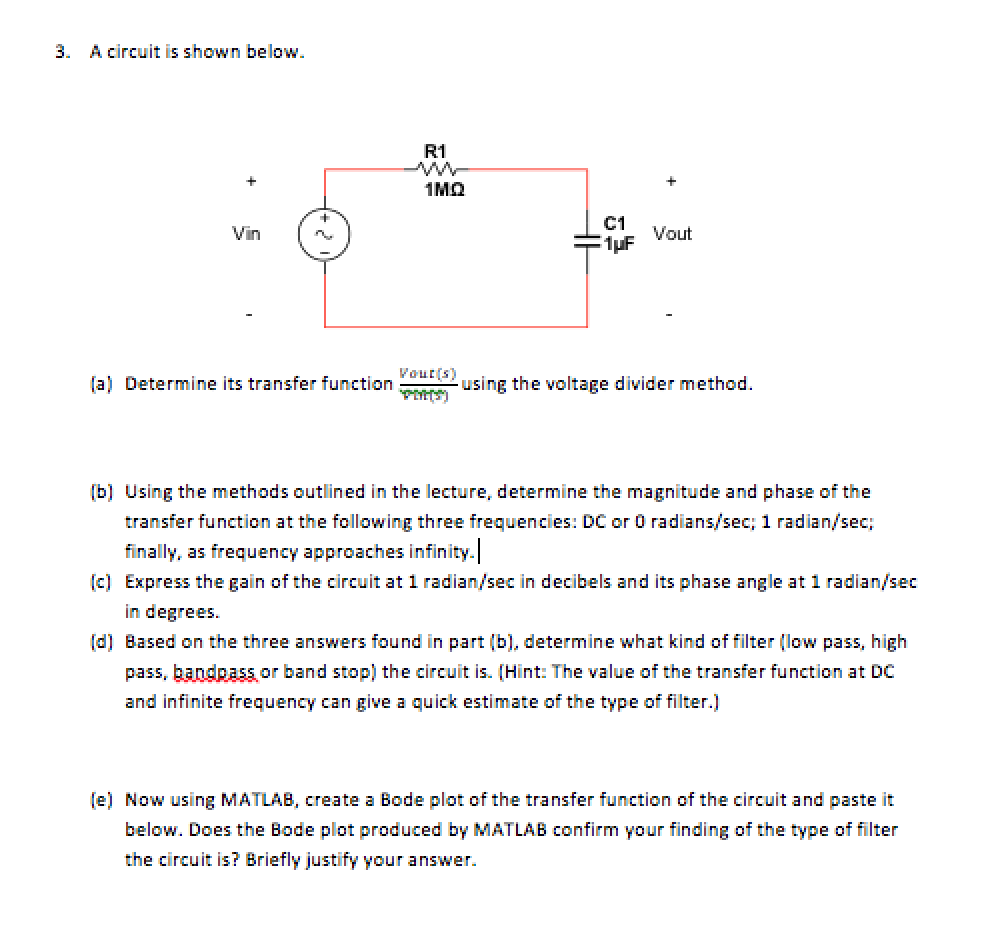 Solved A circuit is shown below. Determine its transfer | Chegg.com