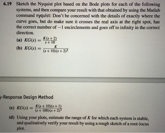Solved Sketch the Nyquist plot based on the Bode plots for | Chegg.com
