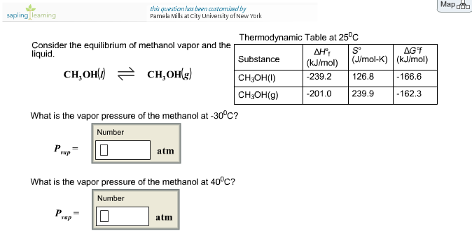 Solved Consider the equilibrium of method vapor and the | Chegg.com