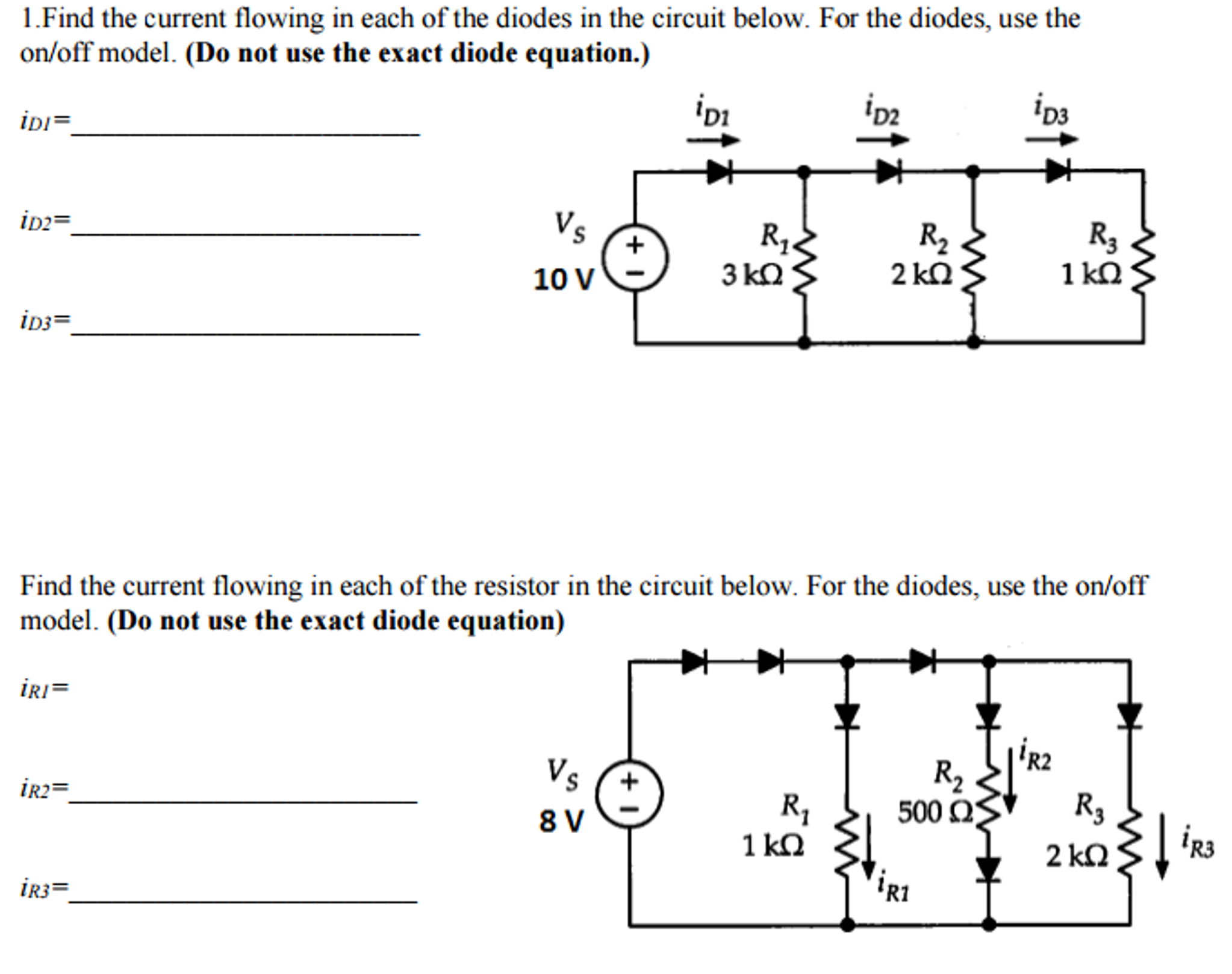 Solved Find the current flowing in each of the diodes in the | Chegg.com