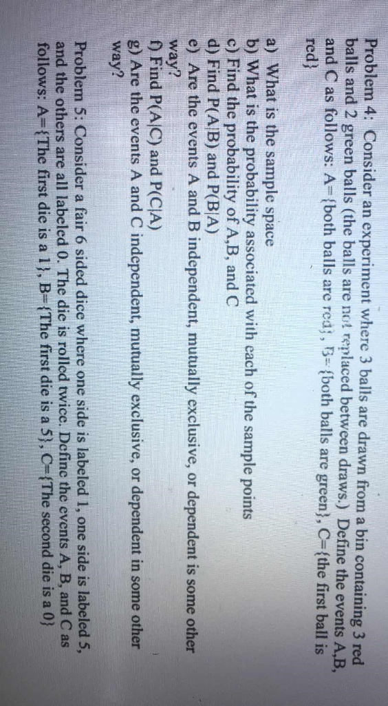 Solved Consider an experiment where 3 balls are drawn from a | Chegg.com