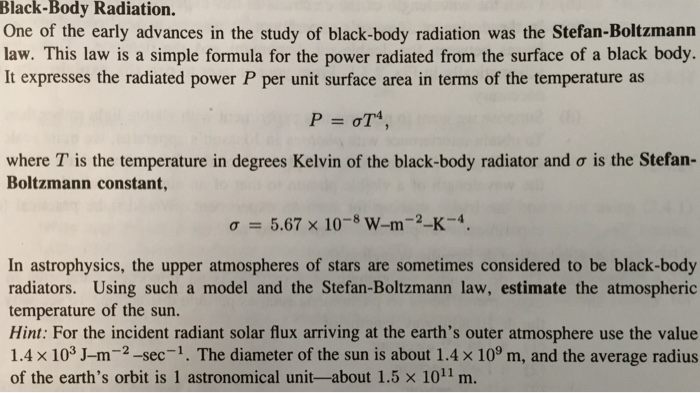 Solved One of the early advances in the study of black-body | Chegg.com
