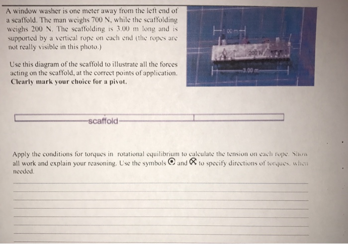 Solved A window washer is one meter away from the lett end | Chegg.com