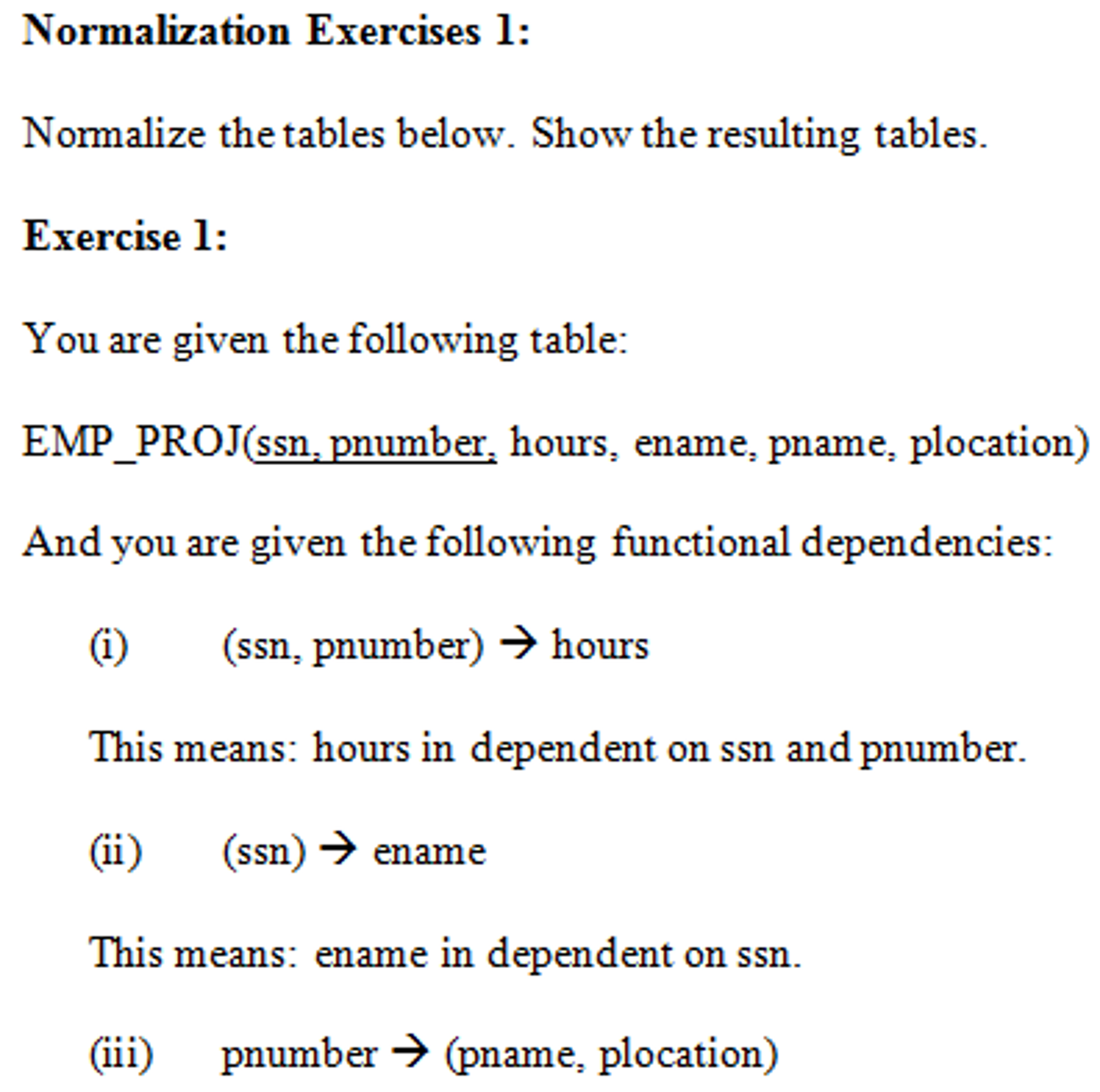 Solved Normalization Exercises Normalize the tables below. | Chegg.com