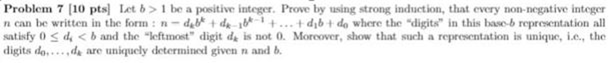 Solved Let b > 1 be a positive integer. Prove by using | Chegg.com