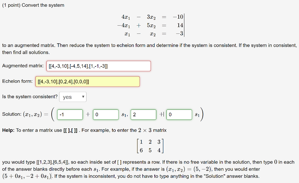 Solved (1 point) Convert the system -3x2 10 431 41 5x2 - 14 | Chegg.com