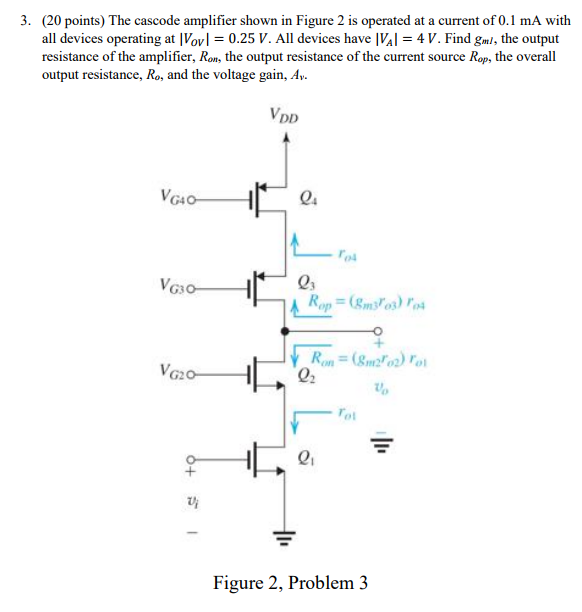 Solved 3. (20 points) The cascode amplifier shown in Figure | Chegg.com