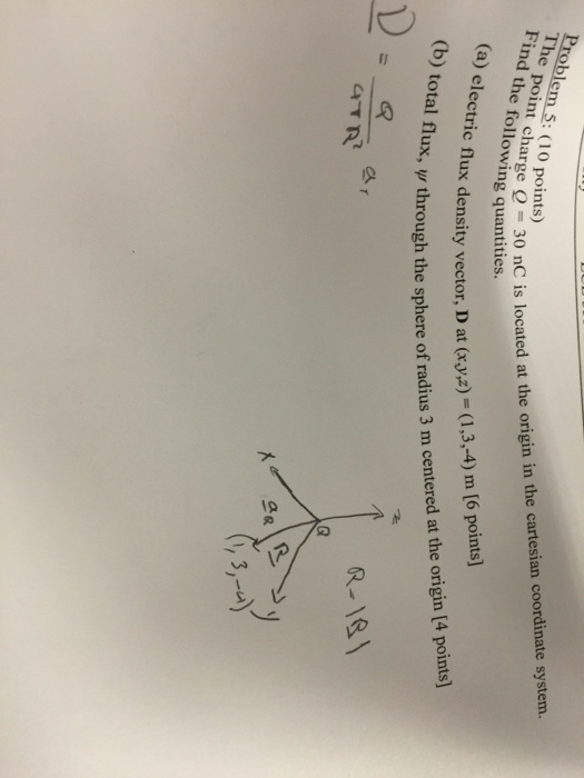 Solved The point charge Q=30 nC is located at the origin in | Chegg.com