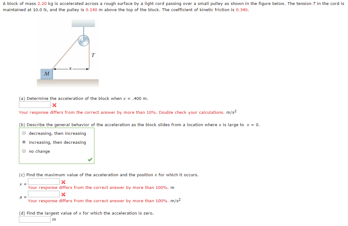 A block of mass 2.20 kg is accelerated across a rough | Chegg.com