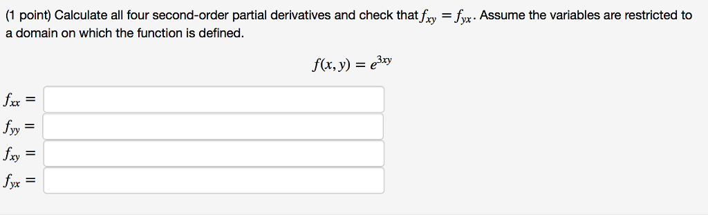 Solved (1 point) Calculate all four second-order partial | Chegg.com