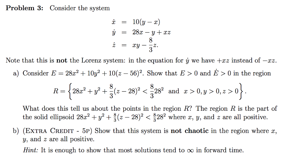 Problem 3: Consider the system x 10(y-x) = y = | Chegg.com